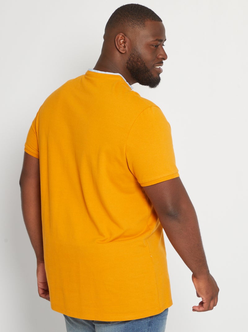 Polo manches courtes col mao - Jaune - Kiabi - 15.00€