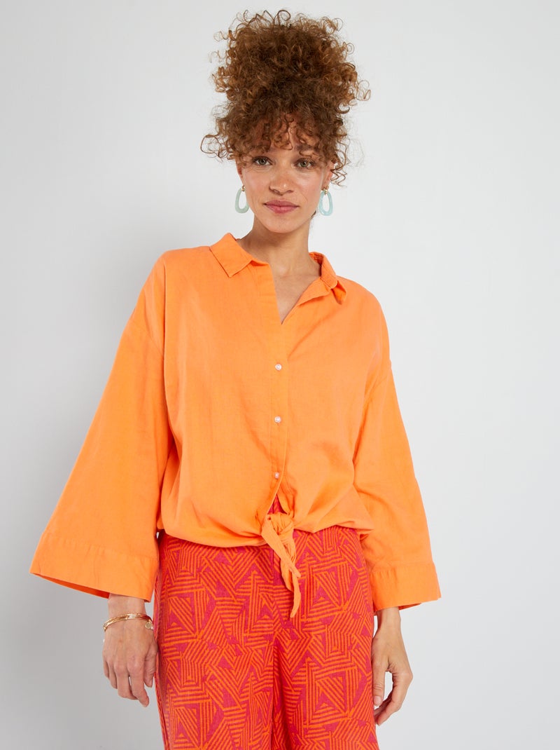 Poplin overhemd - ORANJE - Kiabi - 18.00€