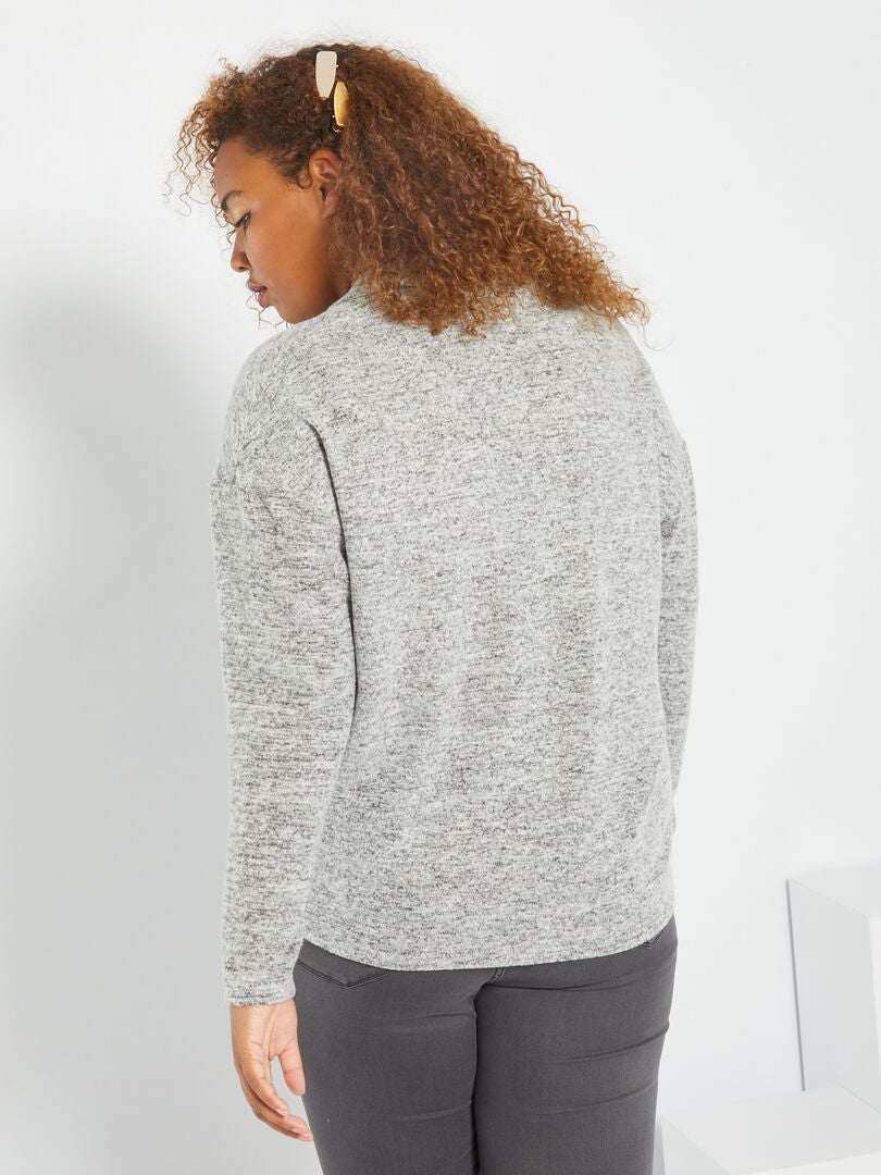 Pull col polo en maille douce - Gris - Kiabi - 15.00€