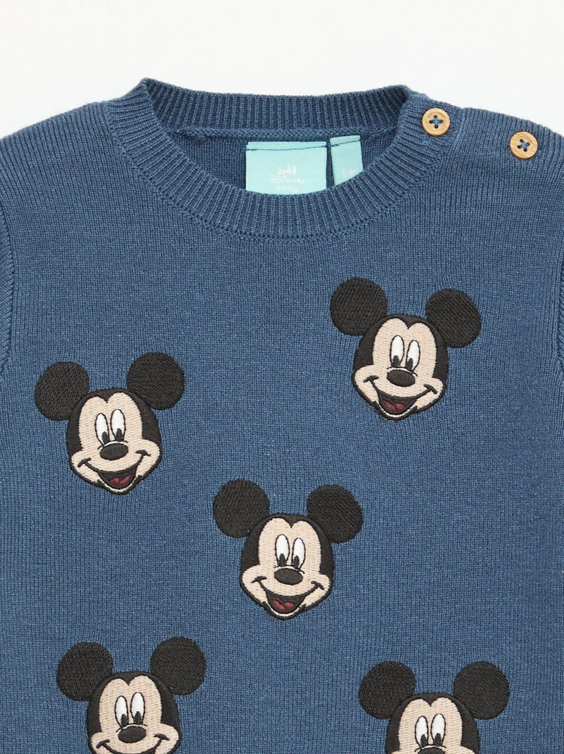 Pull col rond tricot 'Disney' 'Mickey' - Bleu - Bébé garçon - 15.00 ...