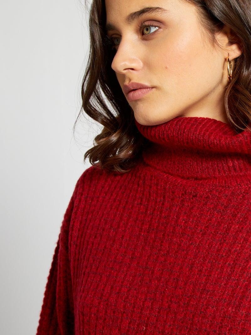 Pull col roulé - rouge - Kiabi - 18.00€