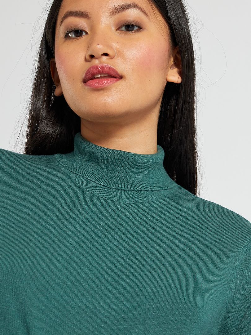 Pull col roulé - vert foncé - Kiabi - 10.00€