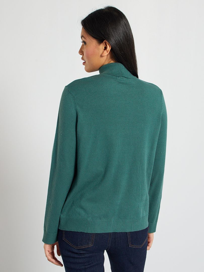 Pull col roulé - vert foncé - Kiabi - 10.00€