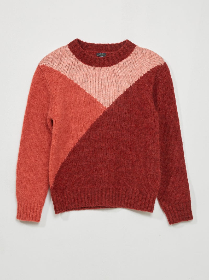 Pull colorblock - Rouge - 12.00€ - Kiabi