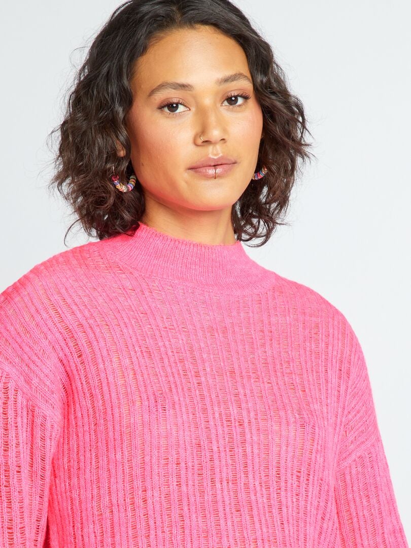 Pull crop top en fine jauge - Rose fluo - Kiabi - 18.00€