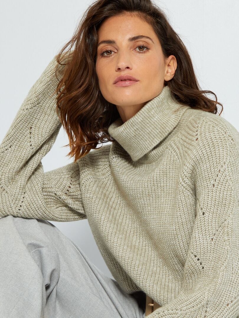 Pull en maille col roulé - Vert - Kiabi - 18.00€