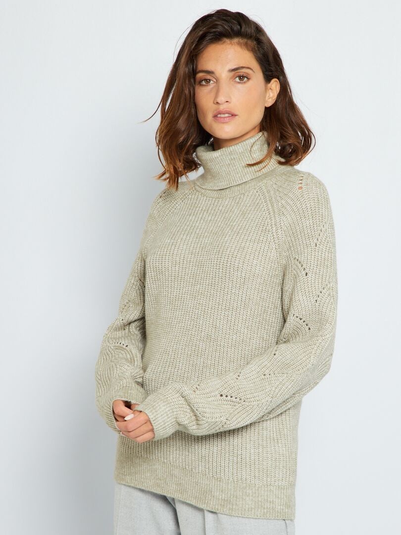 Pull en maille col roulé - Vert - Kiabi - 18.00€