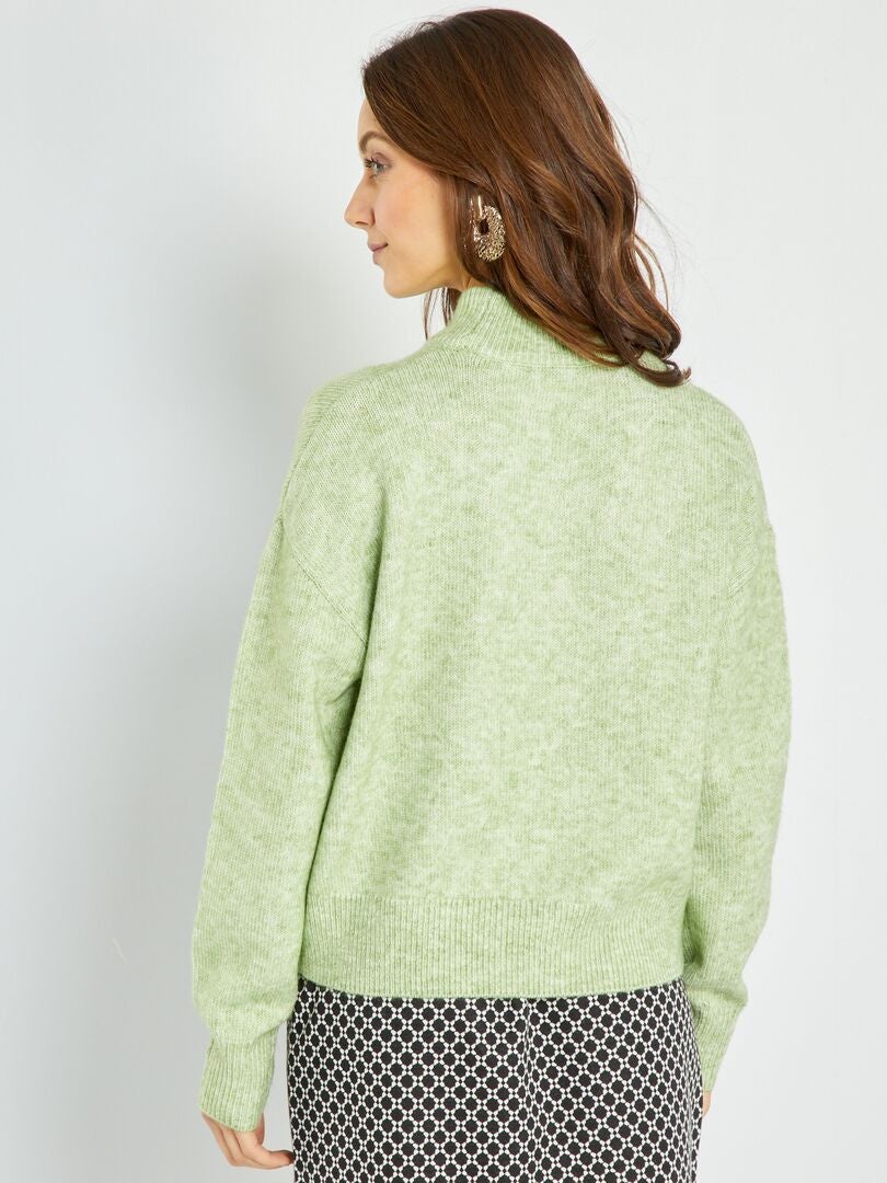 Pull maille tricot - vert iris - Kiabi - 15.00€