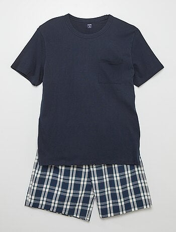 Ensemble pyjama court t-shirt + short - 2 pièces - Bleu - Kiabi - 12.00€