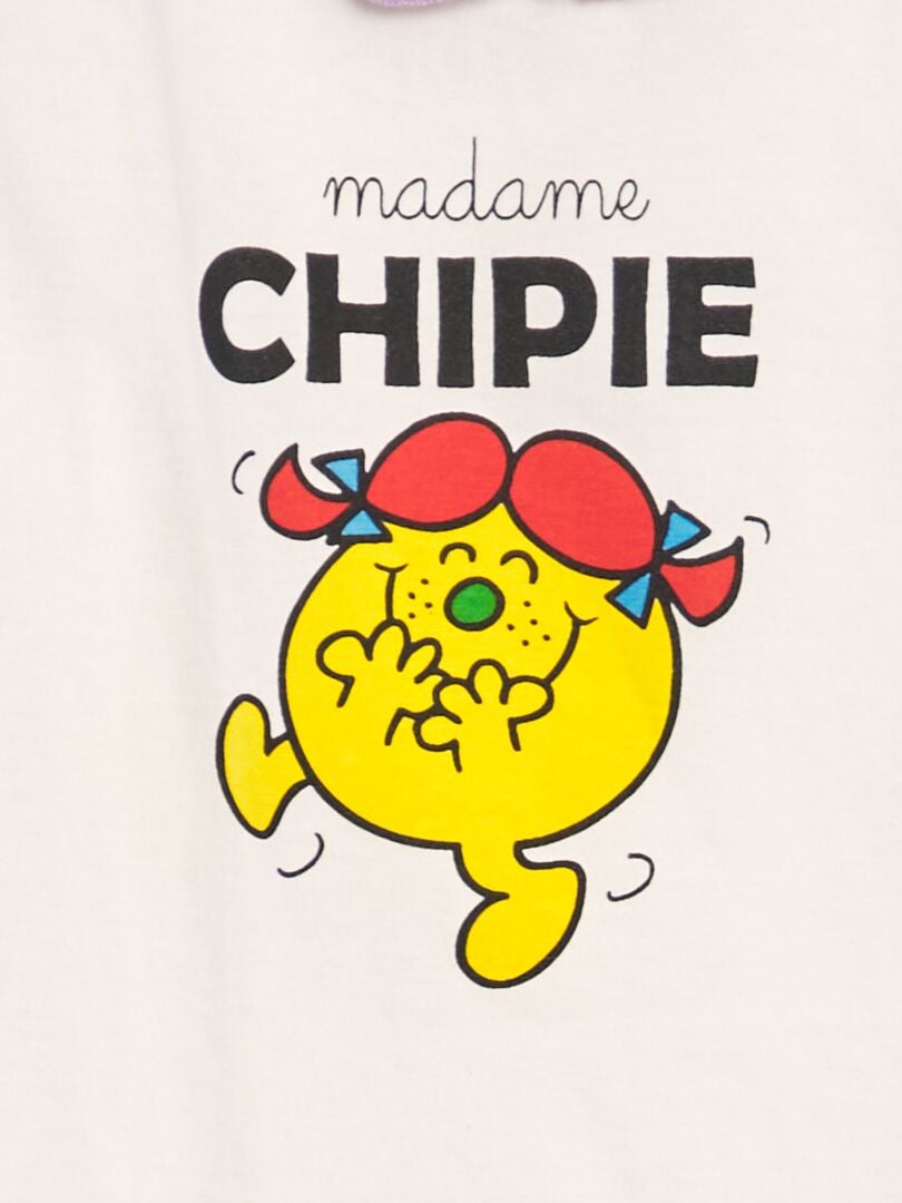 Pyjama court 'madame Chipie' - 2 pièces - Blanc - Kiabi - 13.00€