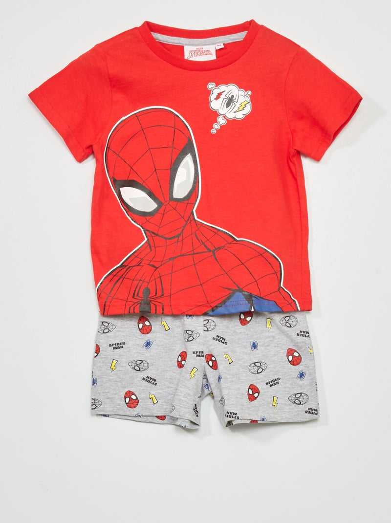 Pyjama court 'Spider-Man' 'Marvel' - 2 pièces - rouge/gris - 15.00€ - Kiabi