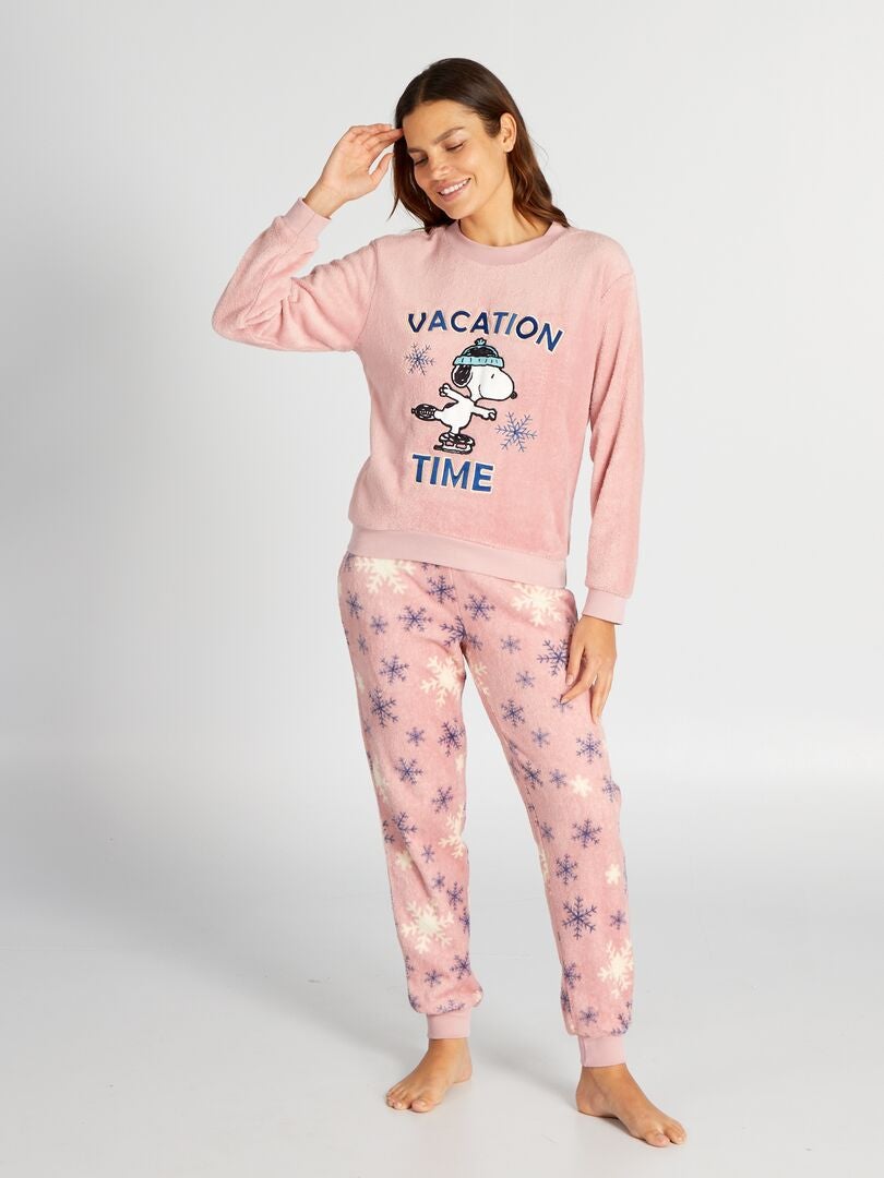 Pyjama van fleece met Snoopy - 2-delig - ROSE - Kiabi - 26.00€