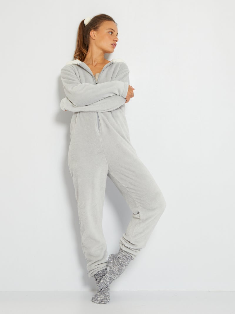 Pyjamapak met capuchon in hertenthema - grijs - 24.00€ - Kiabi