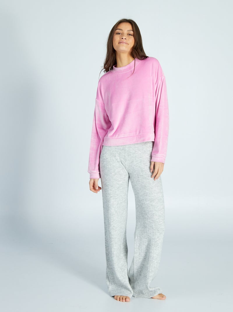 Pyjamatop van fleecestof - sweatermodel - ROSE - Kiabi - 14.00€