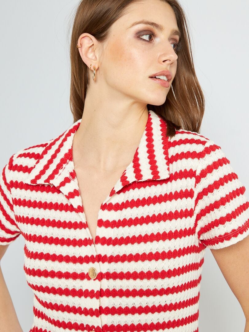 Robe à rayures en maille relief - Rouge - Kiabi - 22.00€