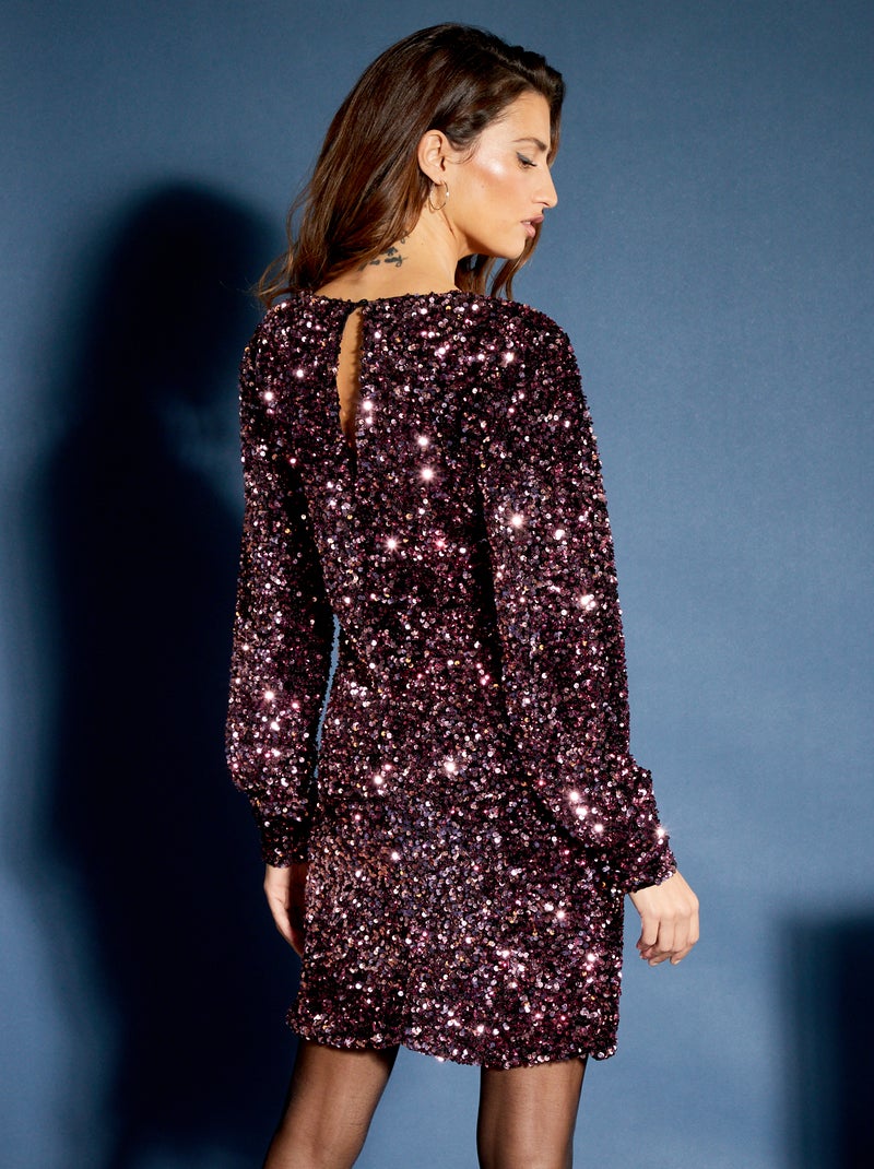 Robe à sequins doublée - Rose - 35.00€ - Kiabi
