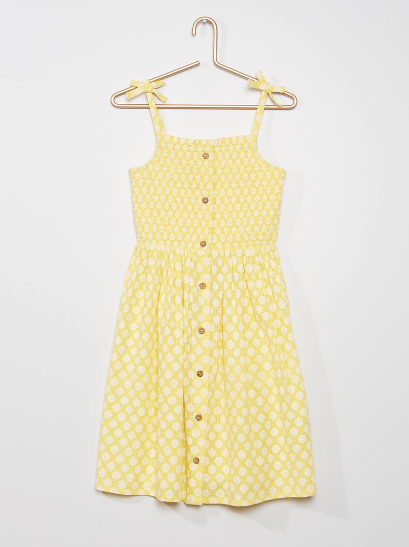 Robe à smocks fines bretelles - Jaune - Kiabi - 16.00€