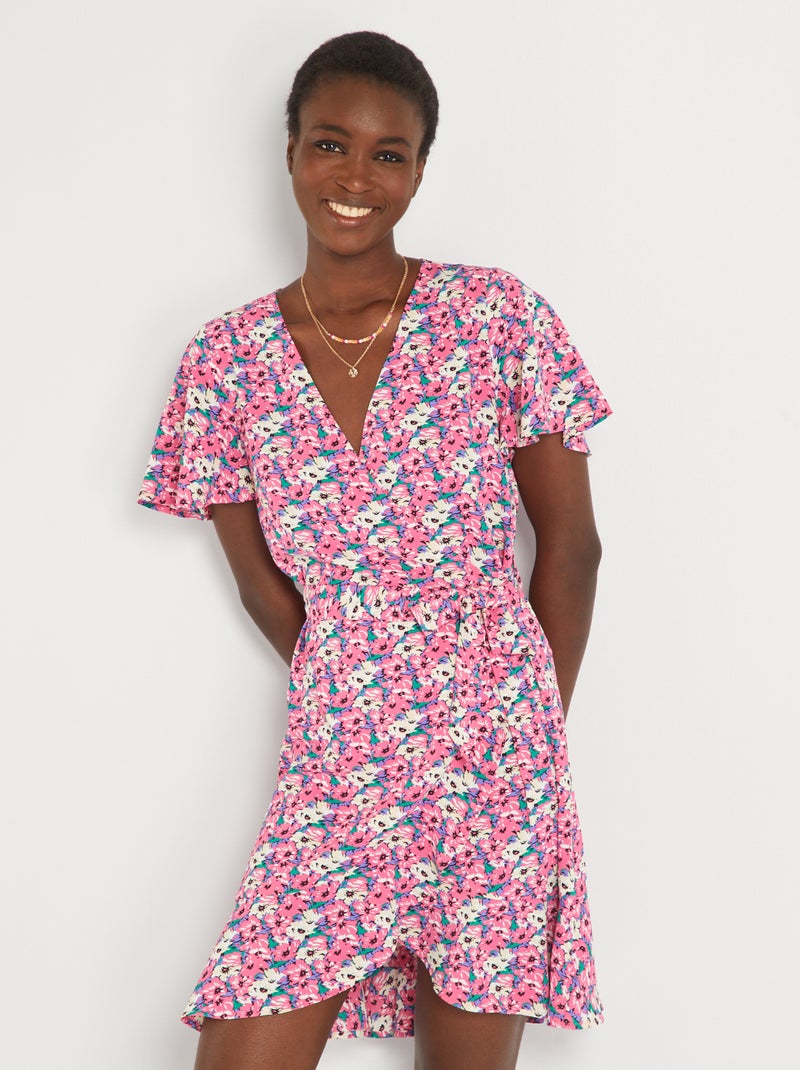 Robe courte cache-coeur 'JDY' - Rose - Kiabi - 27.00€