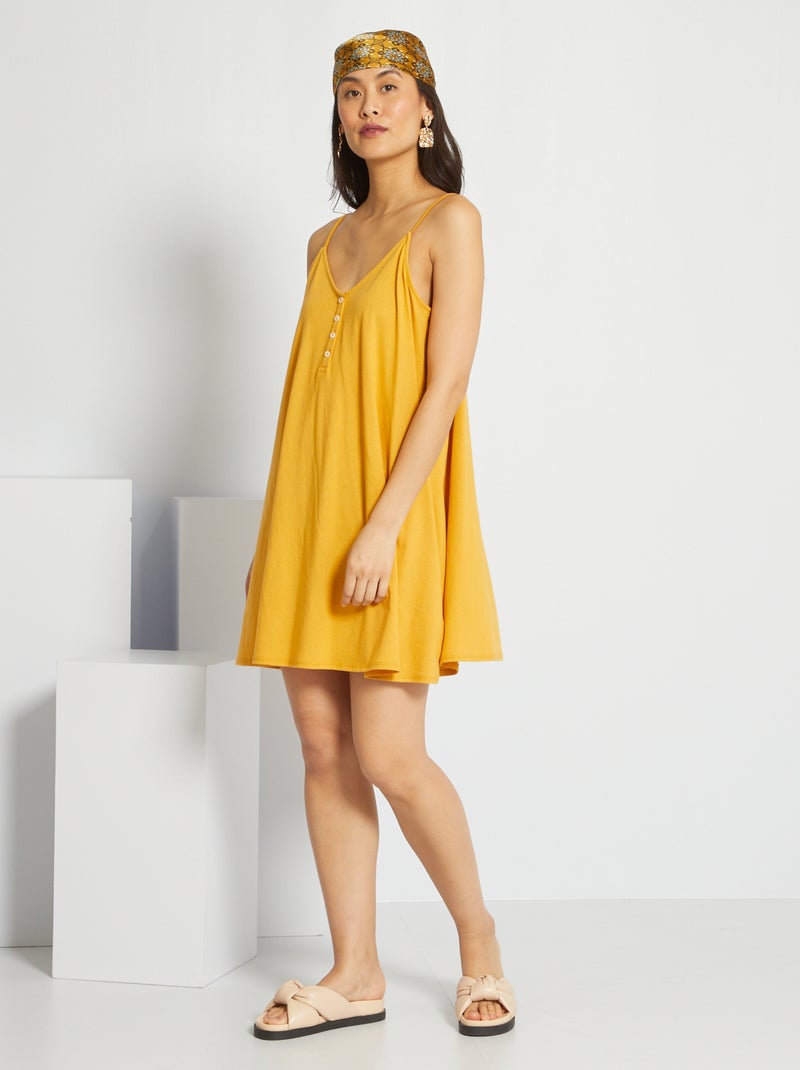 Robe courte en jersey à fines bretelles - Jaune - Kiabi - 8.00€