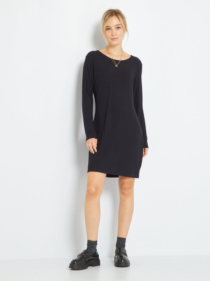 Robe Courte En Maille Côtelée Noir Kiabi 1000€