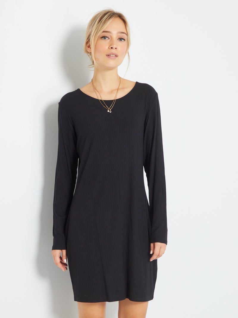 Robe Courte En Maille Côtelée Noir Kiabi 1000€