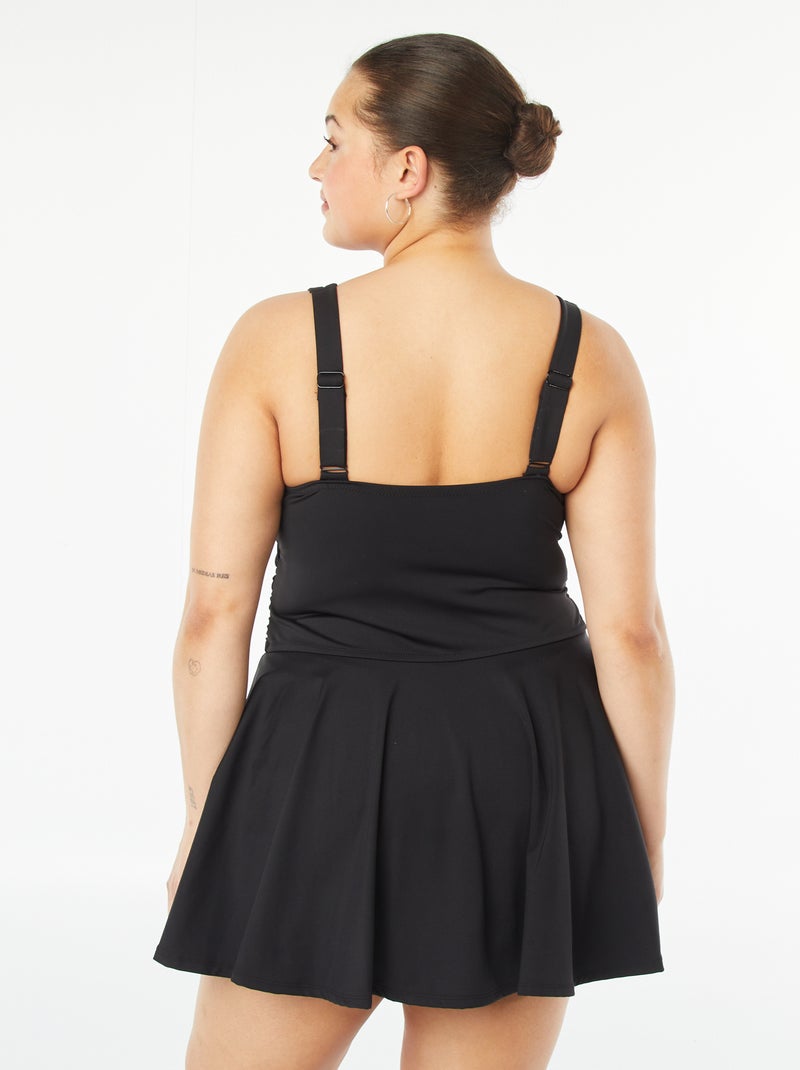 Robe de bain avec maillot 1 pièce intégré - Noir - Grandes tailles ...