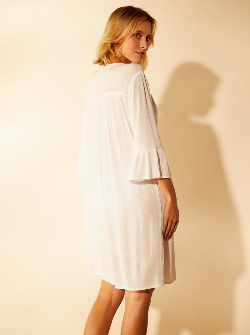 Robe de plage bords macramé - blanc - 20.00€ - Kiabi