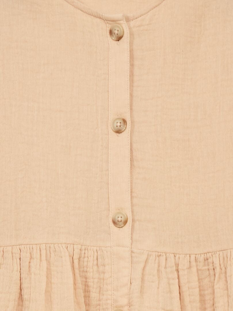 Robe en gaze de coton avec boutons - Beige - Kiabi - 14.00€
