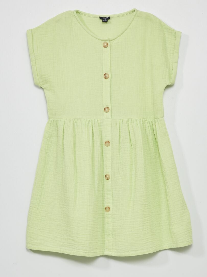 Robe en gaze de coton avec boutons - Vert - Kiabi - 14.00€