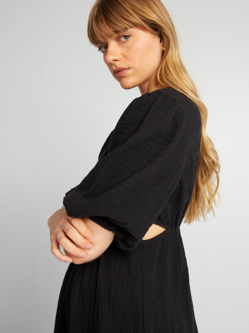 Robe en gaze de coton avec ouverture - noir - Kiabi - 7.50€