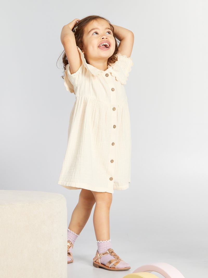 Robe en gaze de coton - Ecru - Kiabi - 18.00€