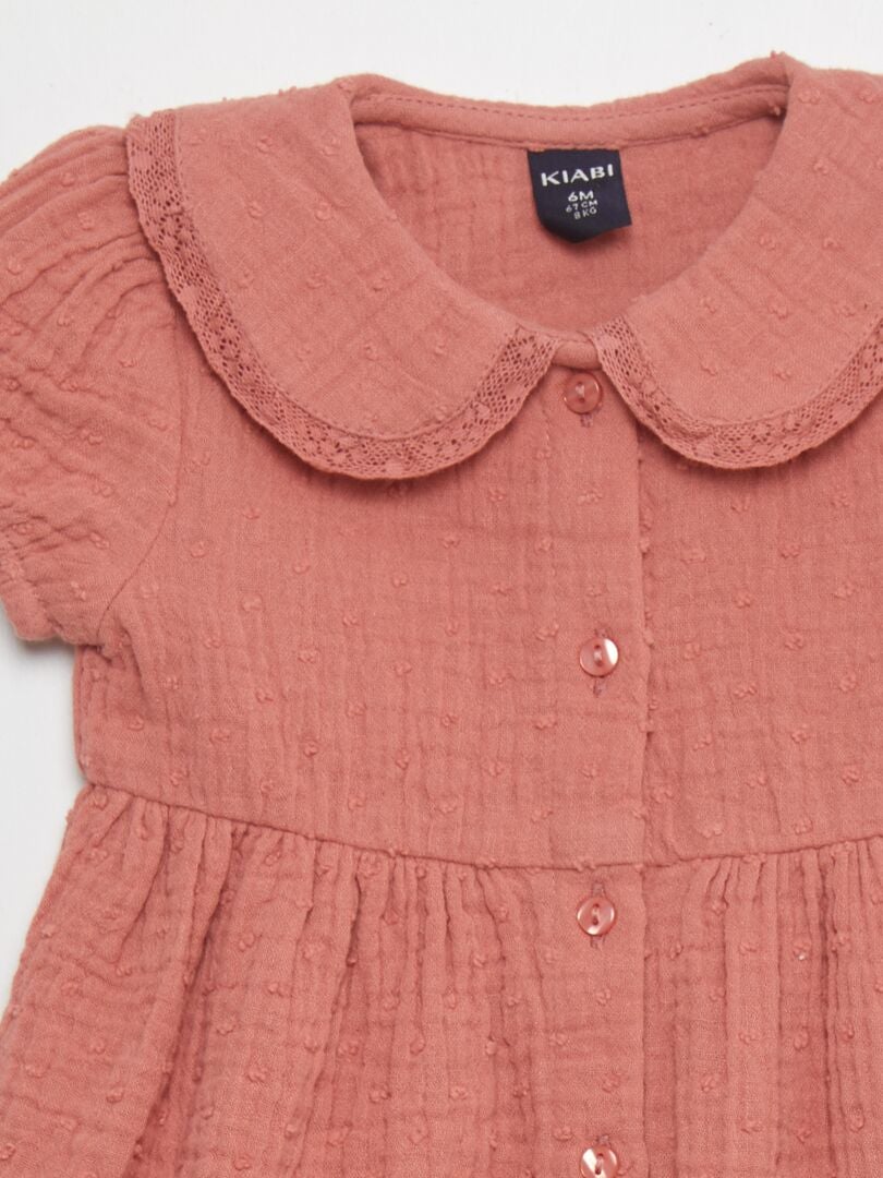 Robe en gaze de coton - Rose - Kiabi - 12.00€
