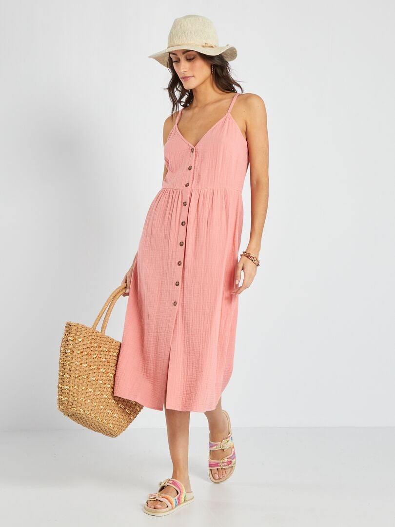 Robe en gaze de coton - rose - Kiabi - 25.00€