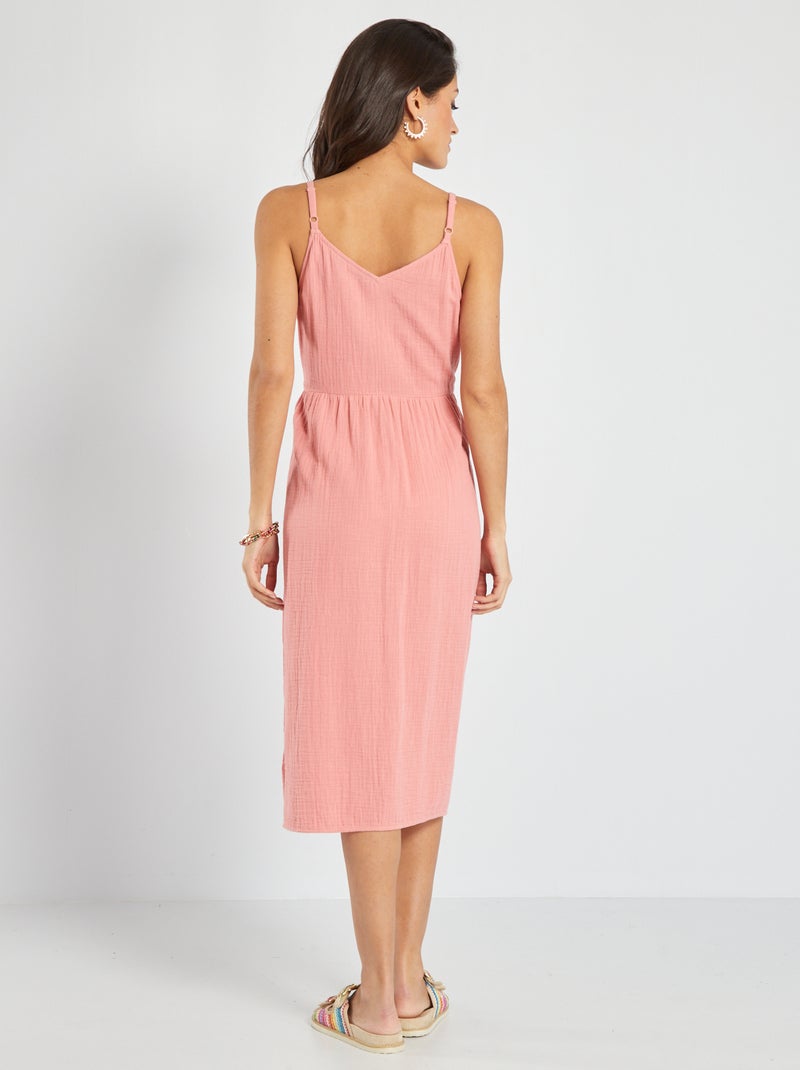 Robe en gaze de coton - rose - 25.00€ - Kiabi