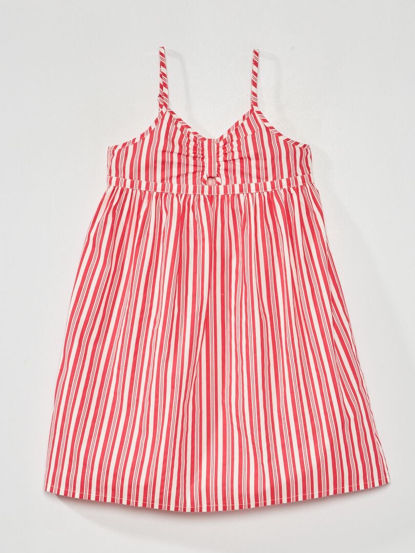Robe en popeline à imprimé - Rouge rayures - Kiabi - 10.00€