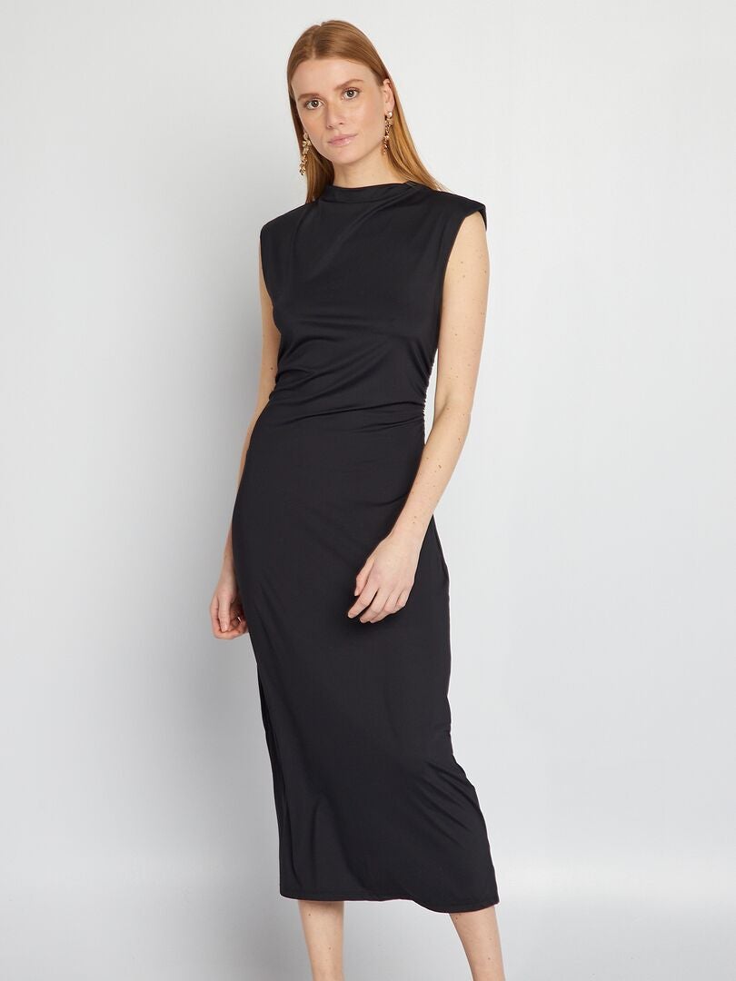 Robe longue drapée devant - noir - Kiabi - 15.00€