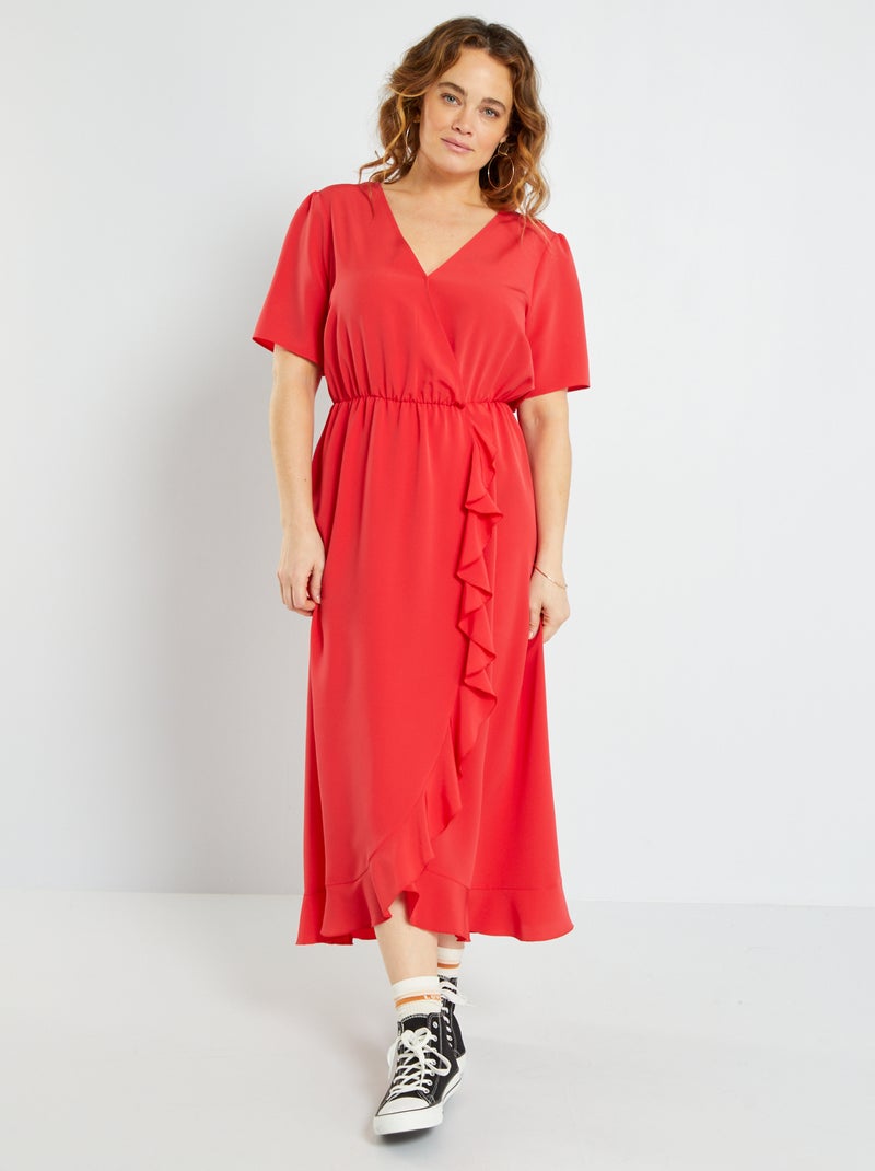 Robe longue fluide - rouge - 29.00€ - Kiabi