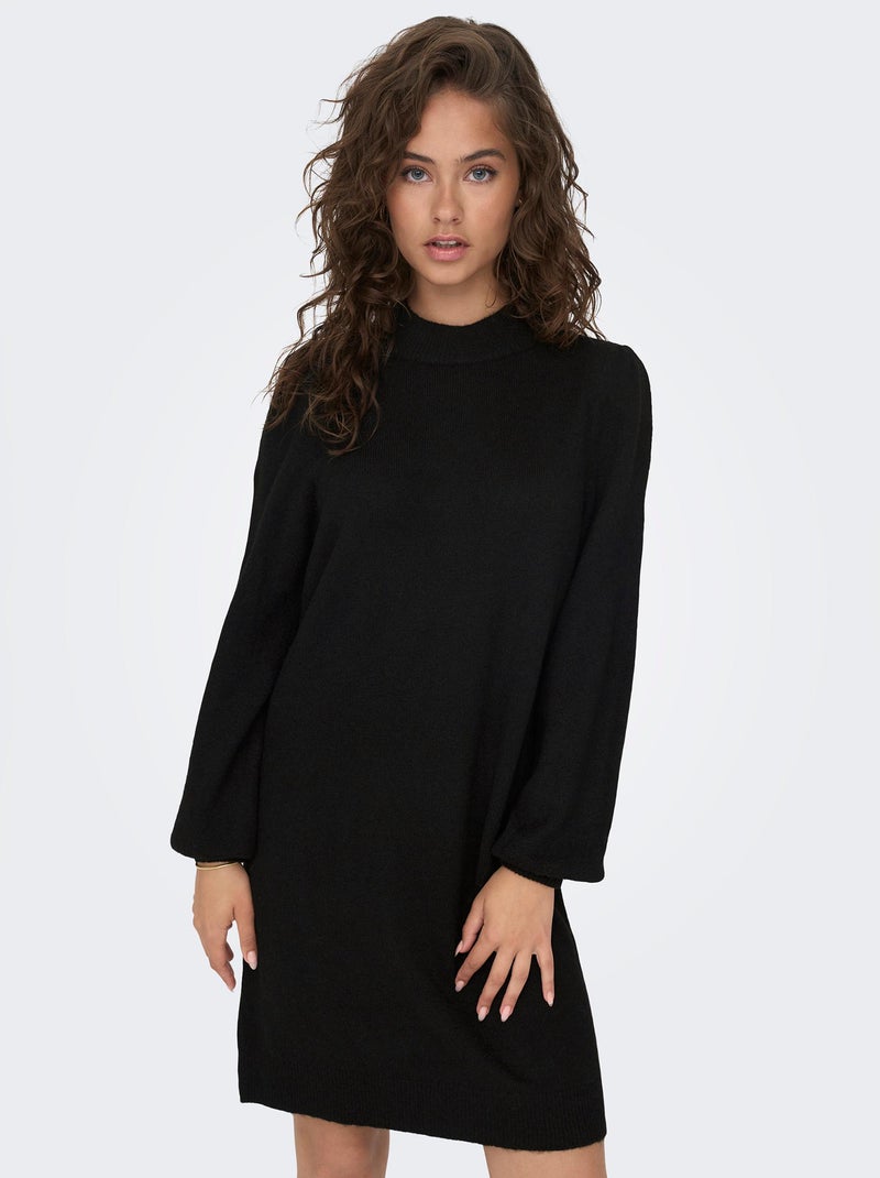 Robe pull courte à col montant - noir - Kiabi - 30.00€