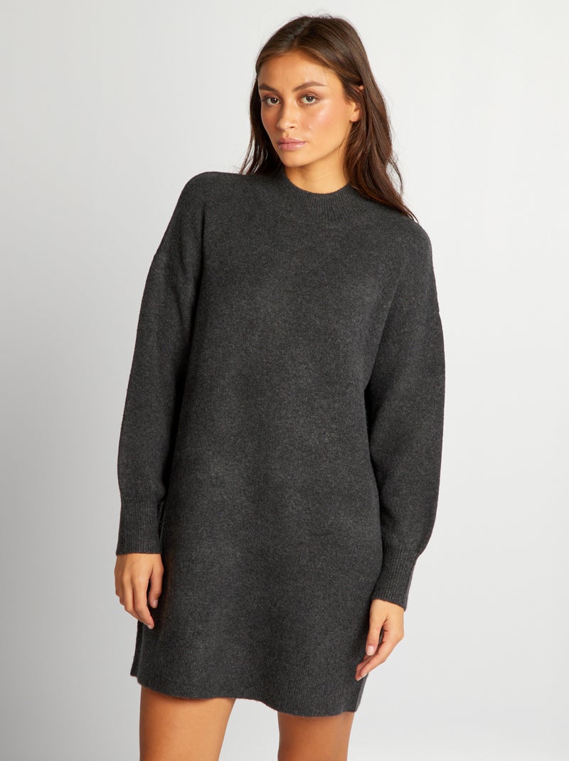 Robe pull courte en maille uni - Gris - Kiabi - 22.00€