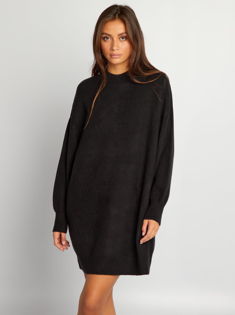Robe pull courte en maille uni - noir - Kiabi - 22.00€