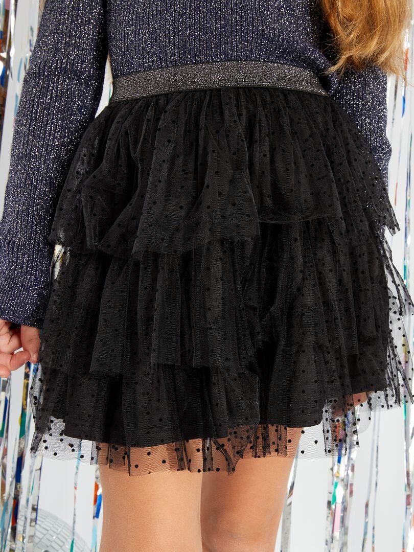 Rok van tule met stippenmotief - ZWART - Kiabi - 10.00€