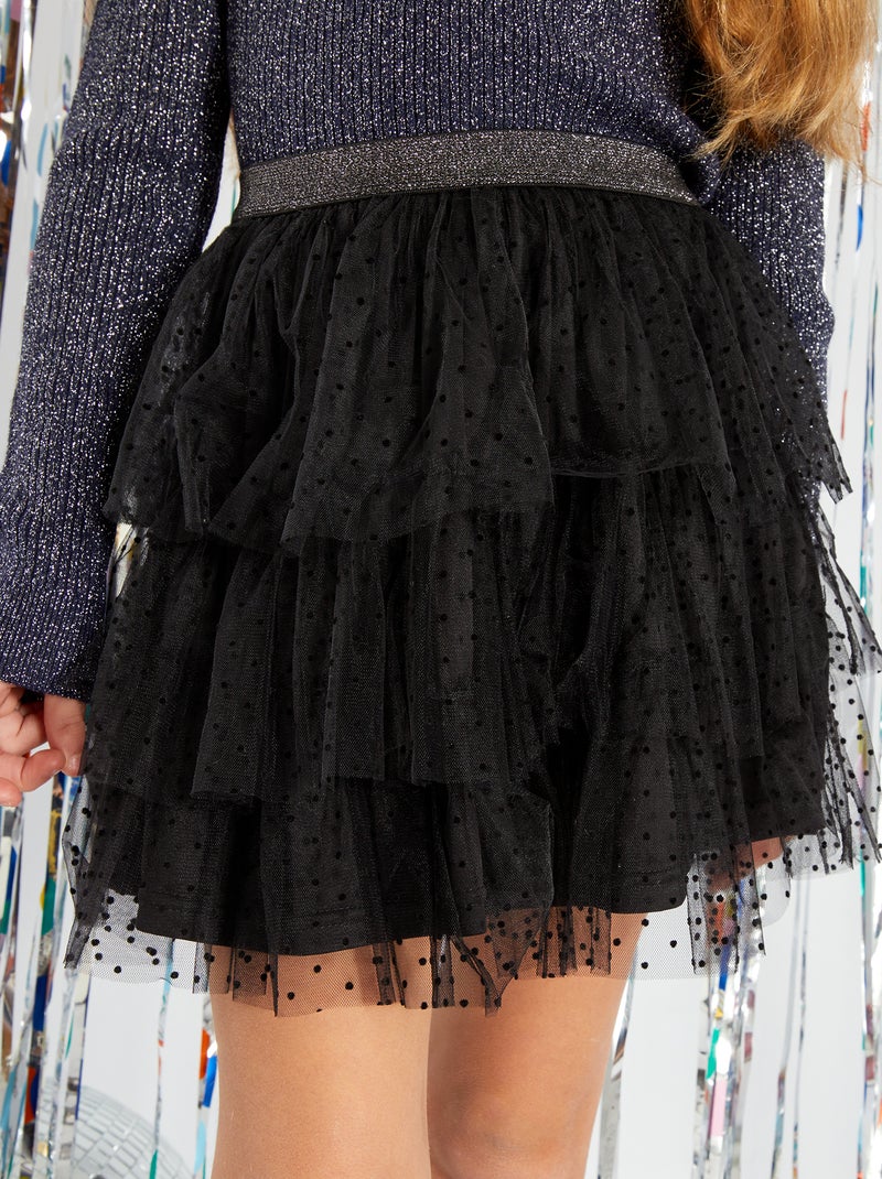 Rok van tule met stippenmotief - ZWART - Kiabi - 10.00€