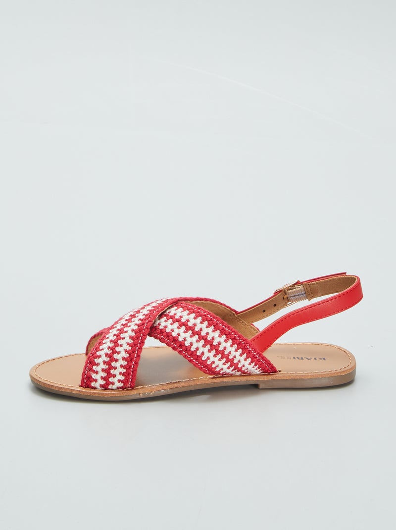 Sandales plates à brides croisées - Rouge - Kiabi - 12.00€