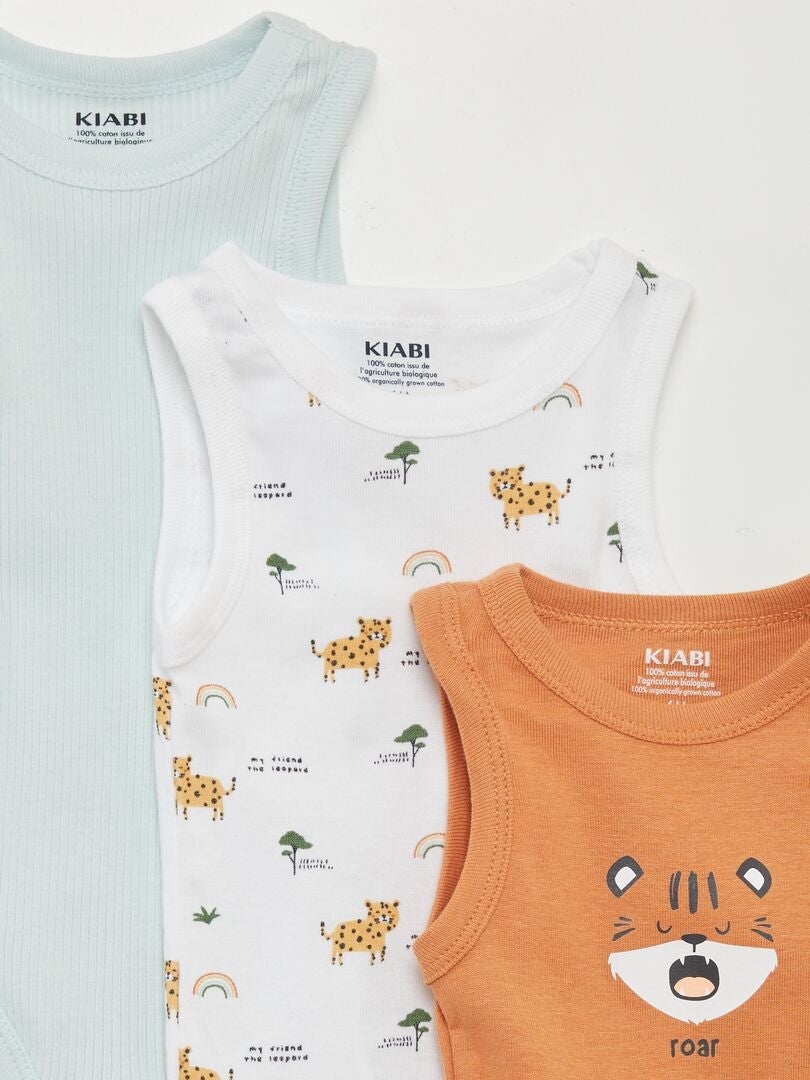 Set van 3 mouwloze body's met print - WIT - Kiabi - 8.00€