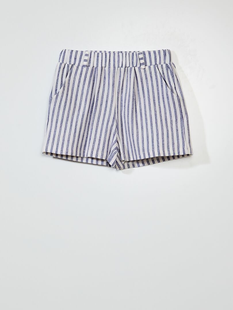 Short à 'rayures' en maille - Bleu/blanc - Kiabi - 5.60€