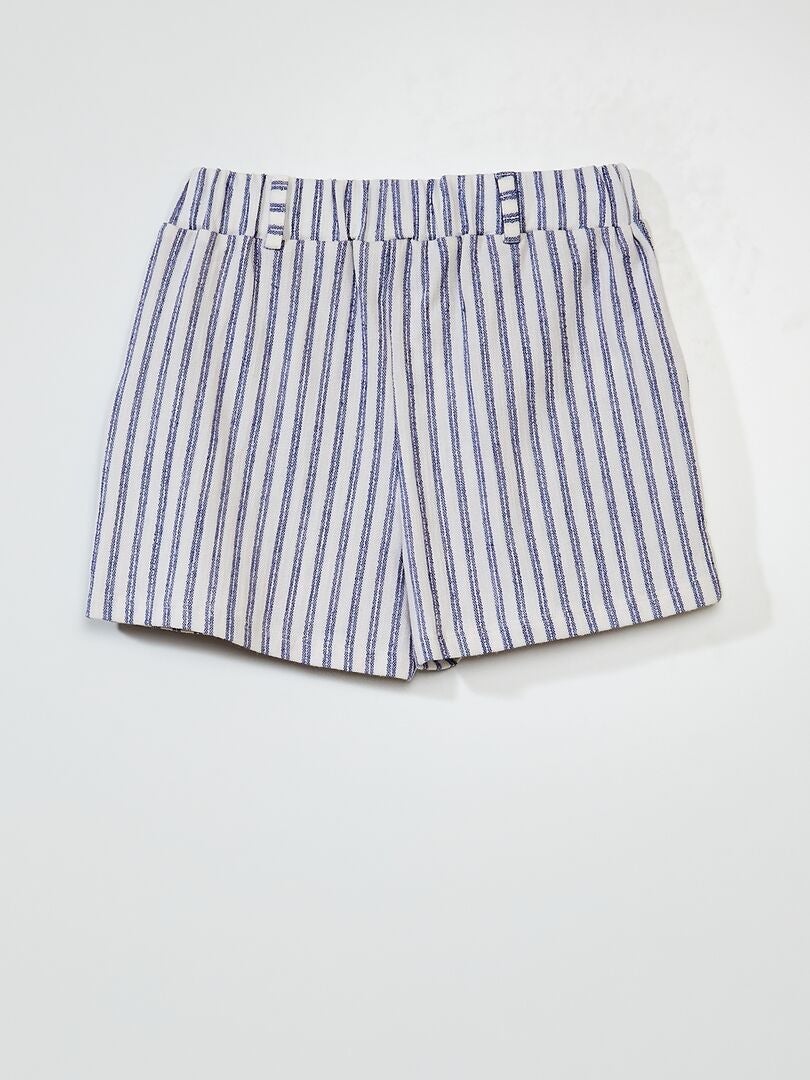 Short à 'rayures' en maille - Bleu/blanc - Kiabi - 5.60€