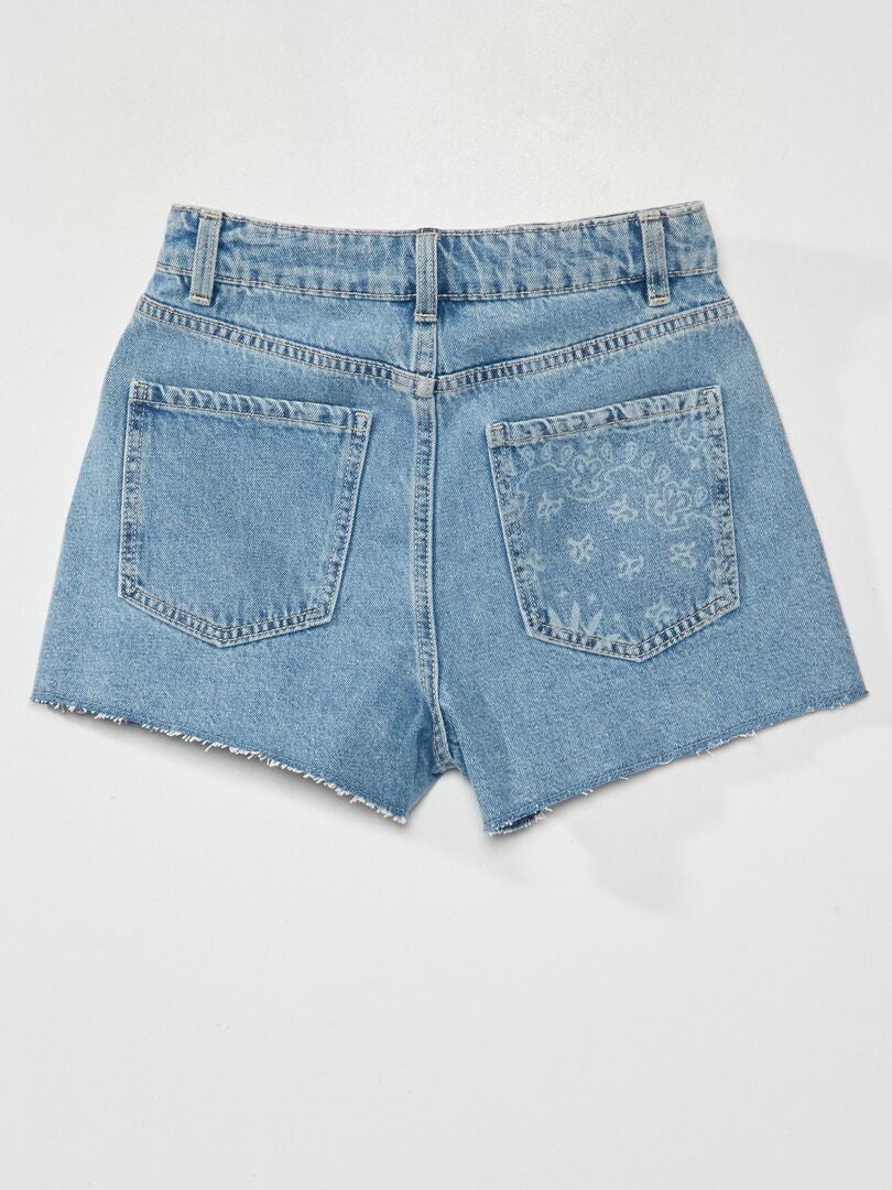 Short en jean avec motif - Bleu - Kiabi - 15.00€