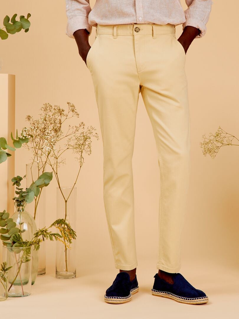 Slim-fit chino broek met hennep - BIEGE - Kiabi - 25.00€