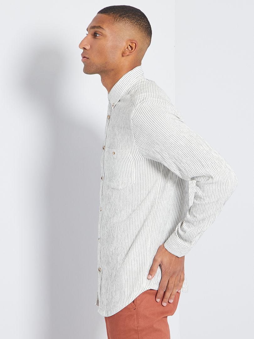 Soepelvallend hemd met strepen - WIT - Kiabi - 15.00€