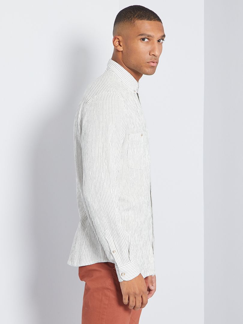 Soepelvallend hemd met strepen - WIT - Kiabi - 15.00€